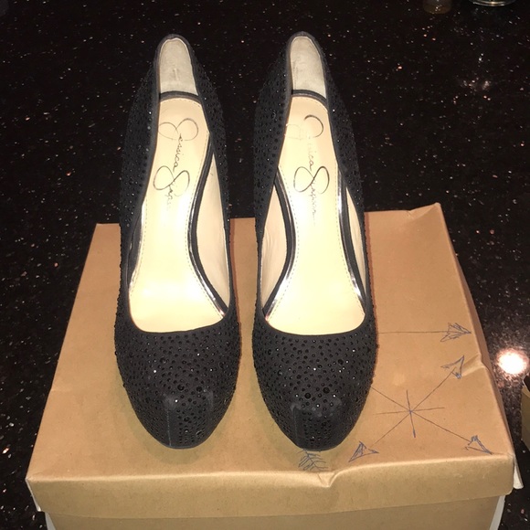 Jessica Simpson | Shoes | Jessica Simpson Black Rhinestone Pumps | Poshmark